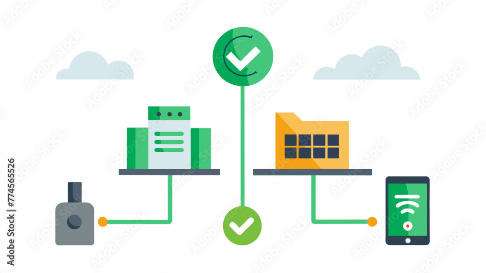 A topdown view of a secure communication channel between two devices in ...