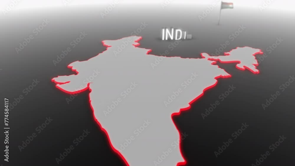 3d animated map of India gets hit and fractured by the text “War” Stock ...