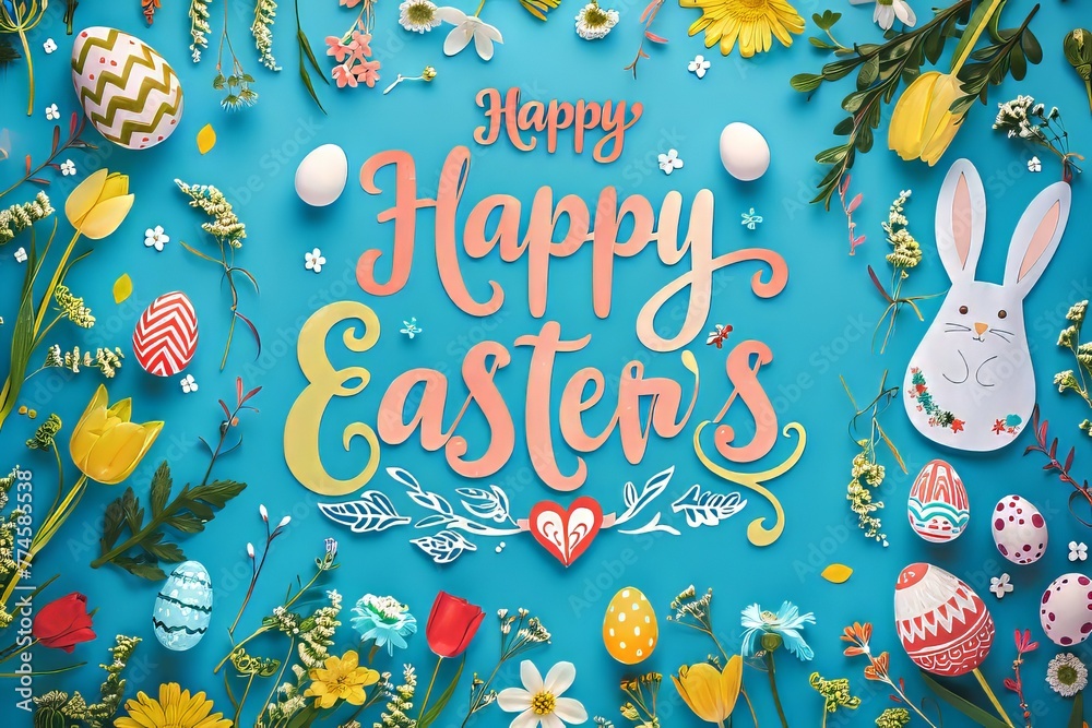 Easter Greetings: cute clip art with phrases like "Happy Easter" Stock ...
