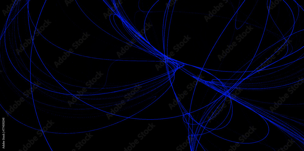 Vetor de Abstract waves of vibrant neon blue color against a black ...