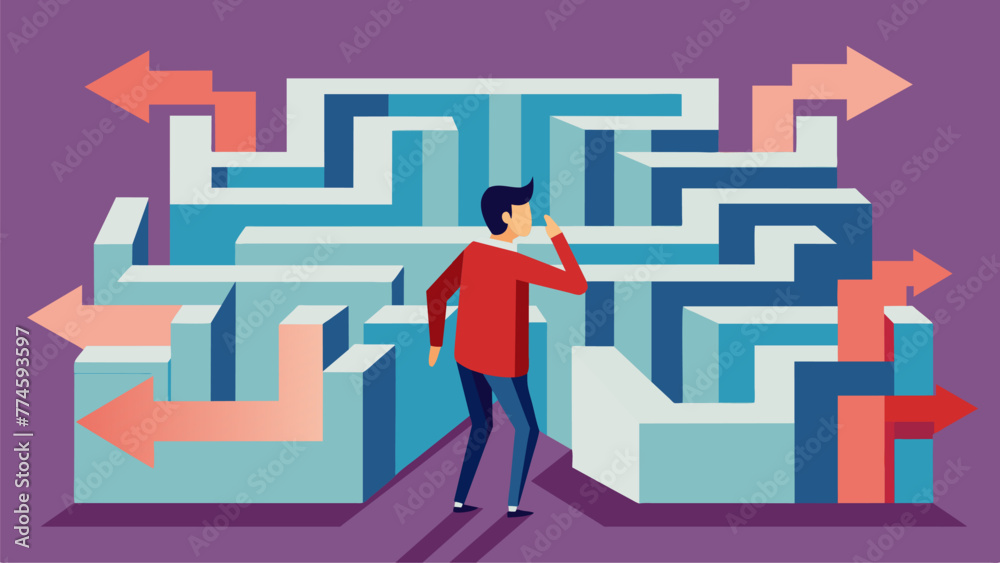 An image of a person ped in a maze with walls labeled rules and ... An image of a person ped in a maze with walls labeled rules and ...