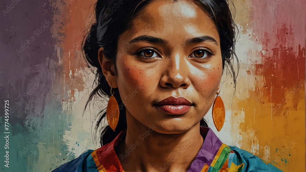 typical traditional filipino woman abstract portrait oil pallet knife ...