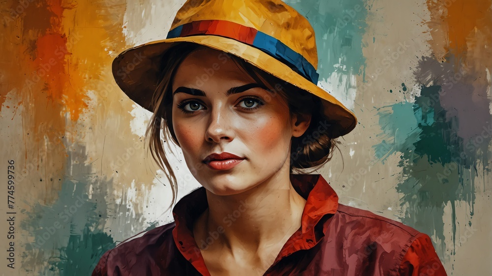 typical traditional german woman abstract portrait oil pallet knife ...