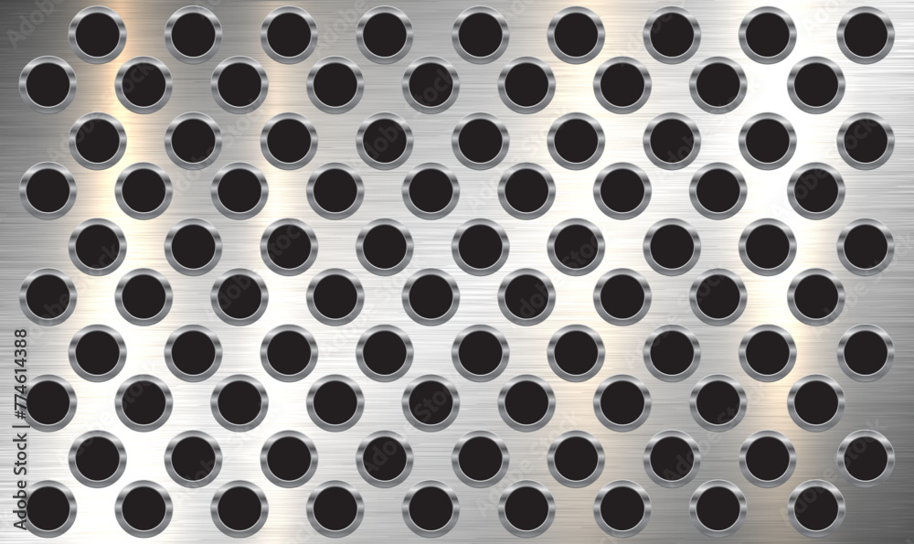 Vetor do Stock: Metal checker plate abstract stainless steel round hole ...