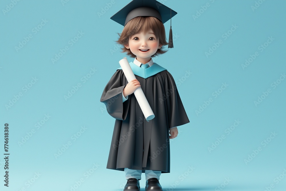 little boy wearing graduation gowns on pastel background Stock Photo ...