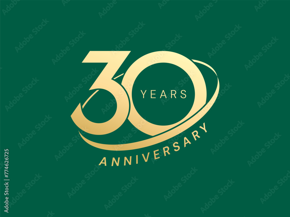30th Anniversary luxury gold celebration with Gold Circle Curve logo ...