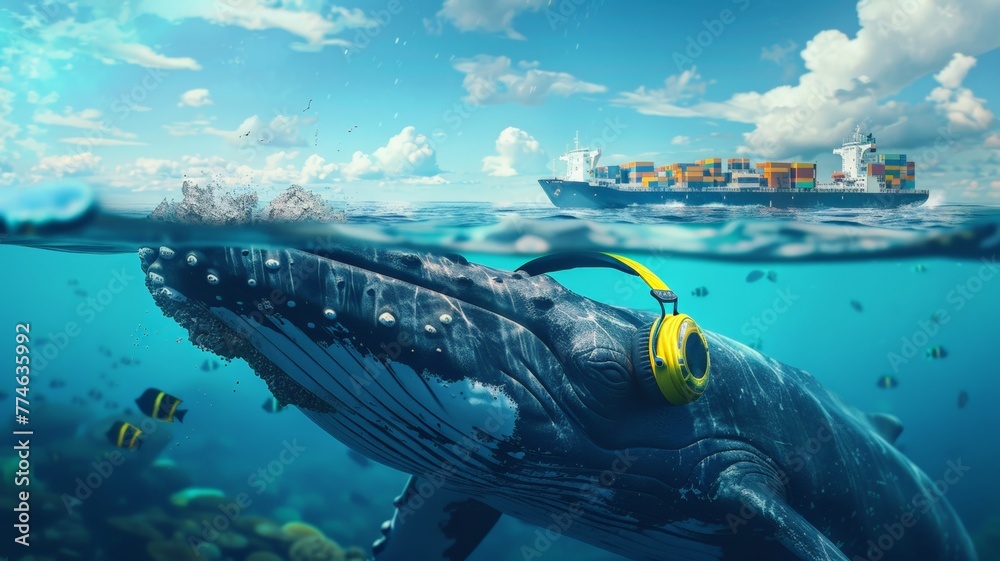 Ship noise pollution affects marine life. world ocean day world ...