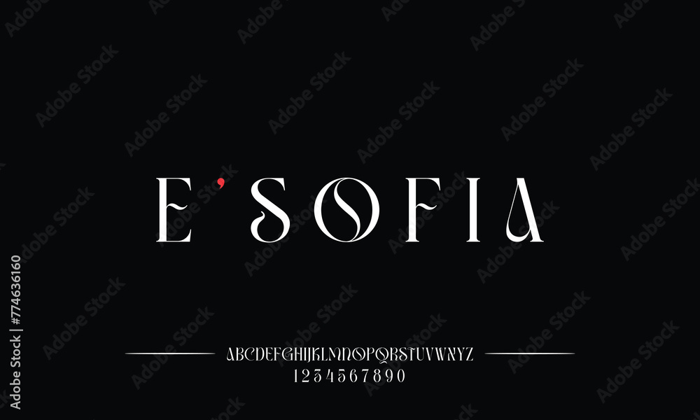 E Sofia is Elegant alphabet letters font and number. Classic Lettering Minimal Fashion Designs ...