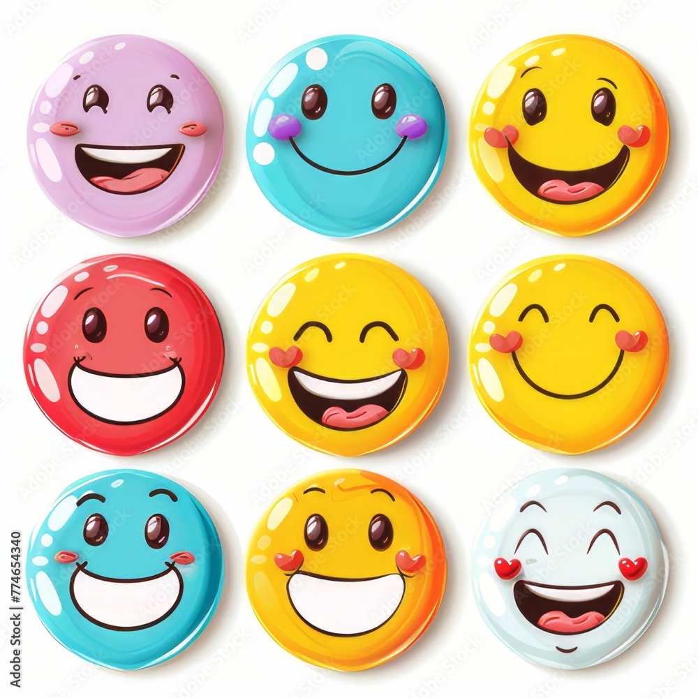 Clipart illustration with various types of smiley faces on a white ...