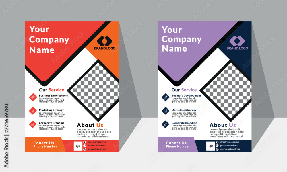 Corporate business flyer template, best colour combination, two colours ...