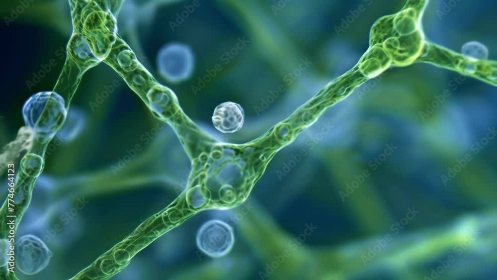 A detailed image of a filamentous cyanobacteria mat revealing ...