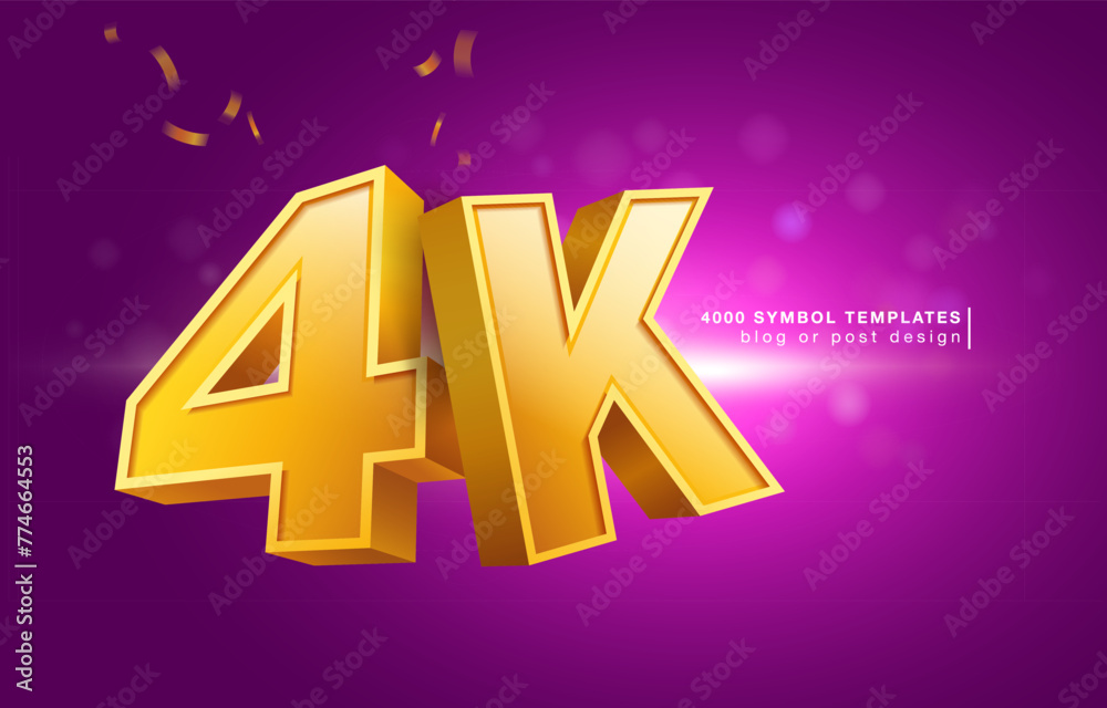 Four thousand abbreviation symbol or thank you follower. Number 4k ...