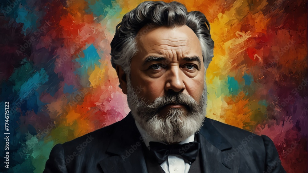 alexander graham bell abstract portrait oil pallet knife paint painting ...