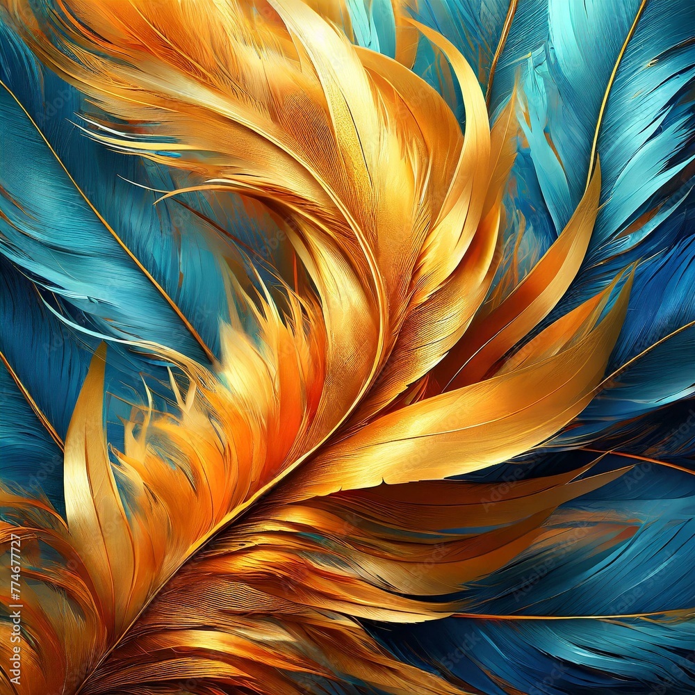 feathers pattern.A striking digital illustration featuring a luxurious ...