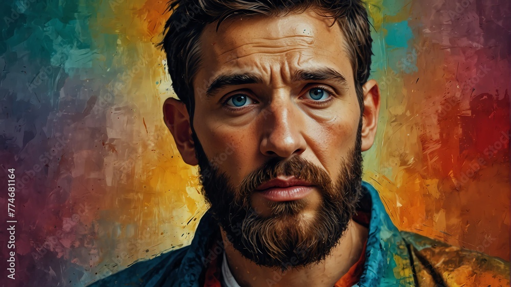 saint augustine of hippo abstract portrait oil pallet knife paint ...