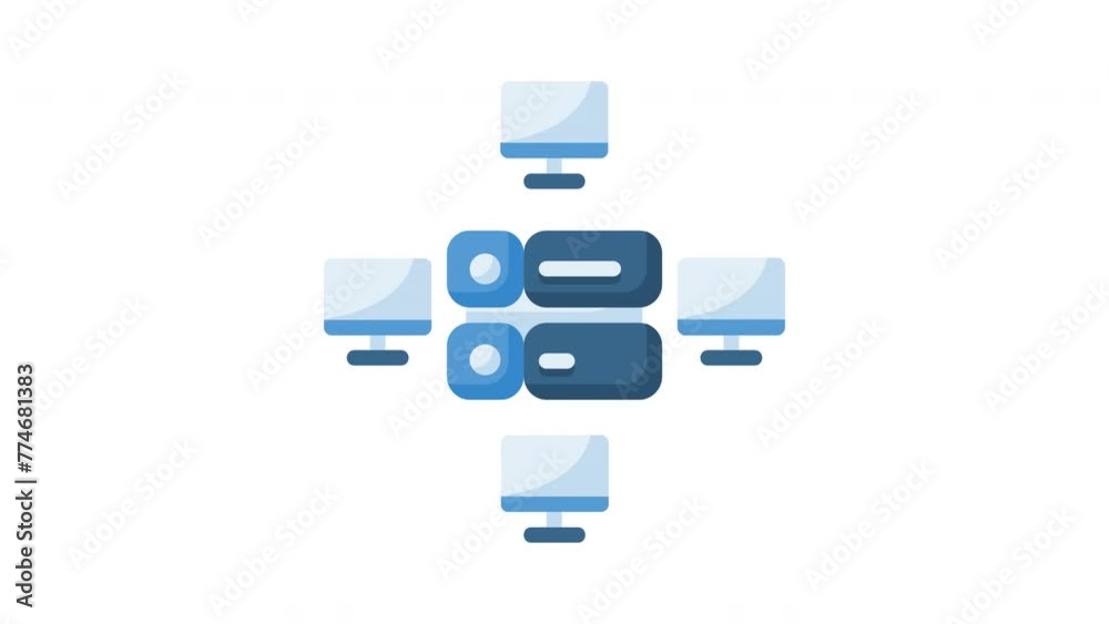 Video Stock Animated data center with server and computer connected ...
