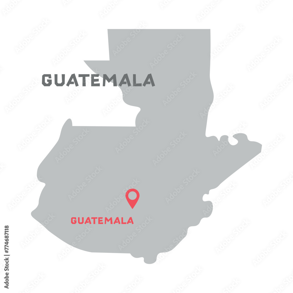Guatemala vector map illustration, country map silhouette with mark the ...
