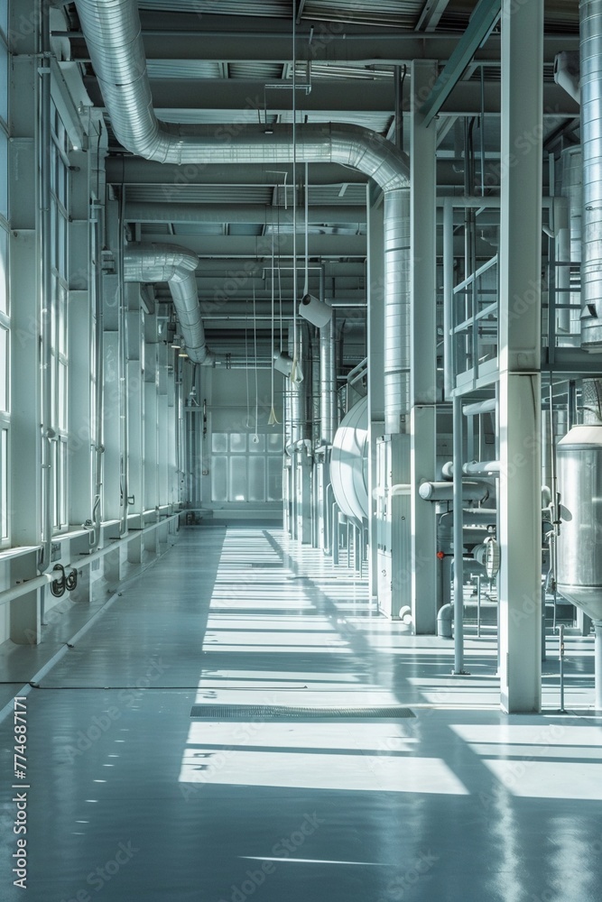 In the silence of progress, a modern factory dedicated to hydrogen ...