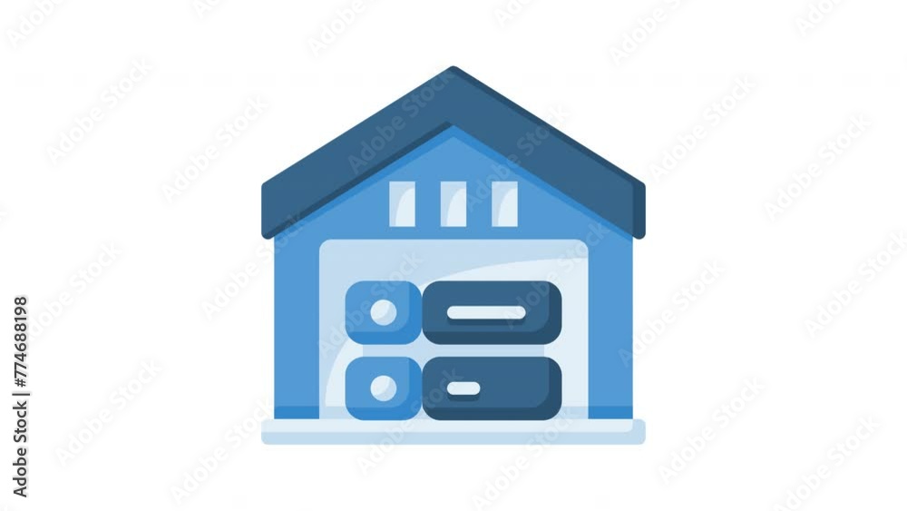 Animated on premise with illustration of a server connected and ...