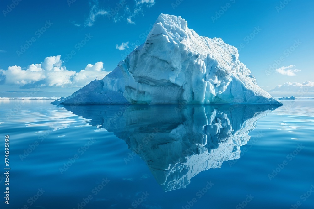 Iceberg s reflection on the underside of the water surface, creating a ...