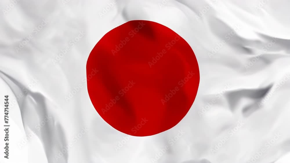 Graphic illustration of the japanese flag with a smooth, silken texture ...