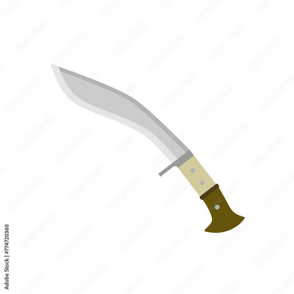kukri knife flat design vector illustration. Gurkha knife icon in ...