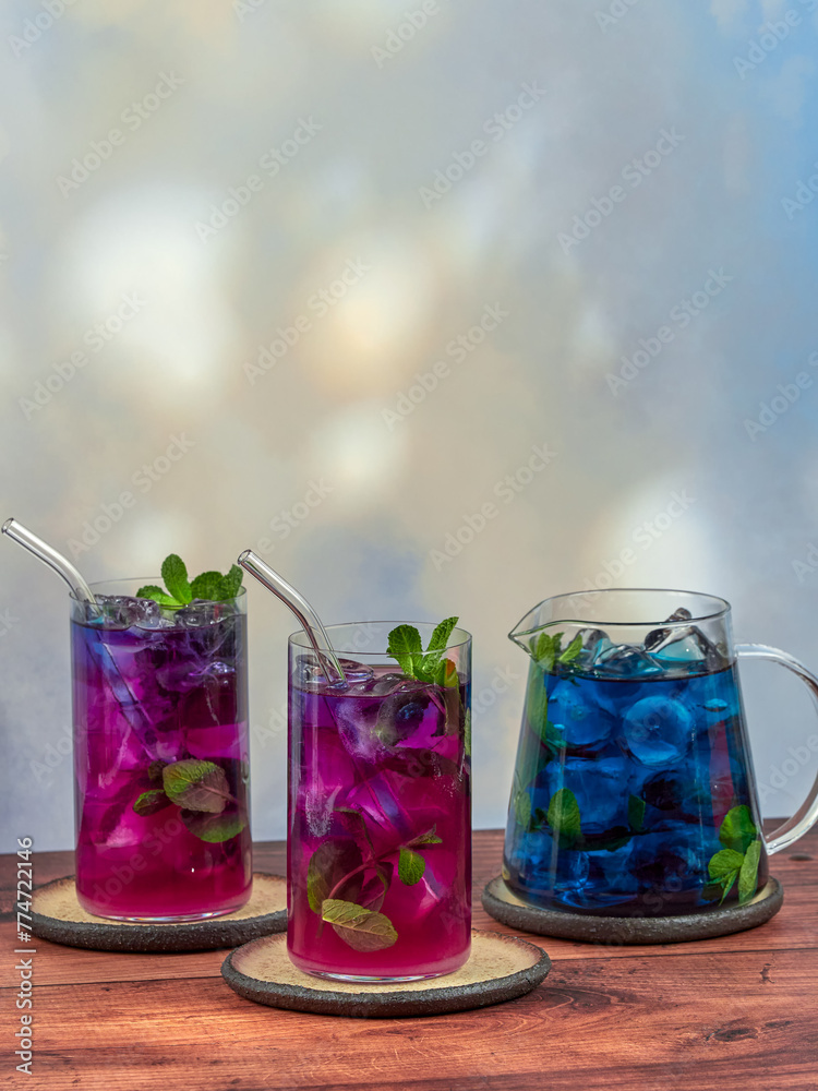 Iced blue tea is made from Anchan flowers, also known as butterfly peas ...
