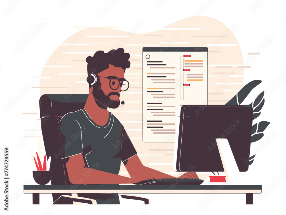 white background, Attending a coding bootcamp, in the style of animated ...