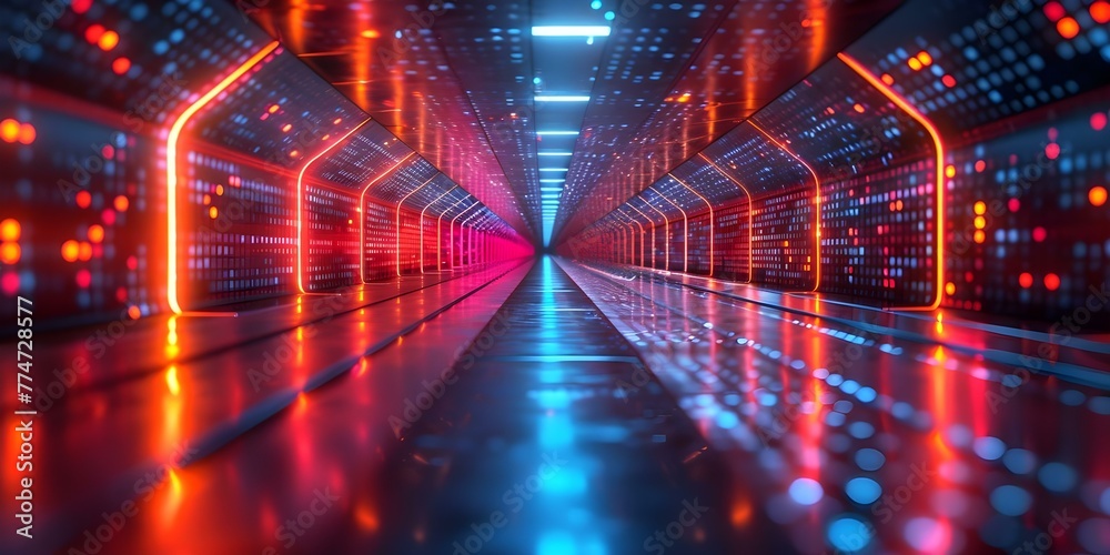 Cybersecurity network showing a holographic representation of a secured ...