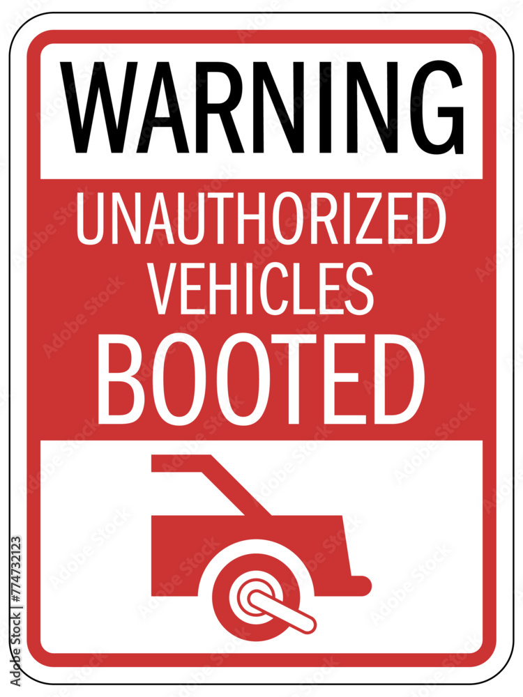 Poster Parking auto boot warning sign – Wall Art | UkPosters