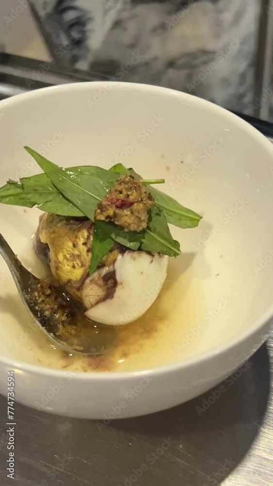 Egg with embryo Vietnamese delicacy. Balut boiled developing duck ...