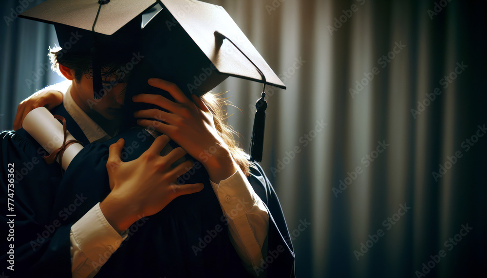bitter farewell moment: two university graduates, a guy and a girl, in ...