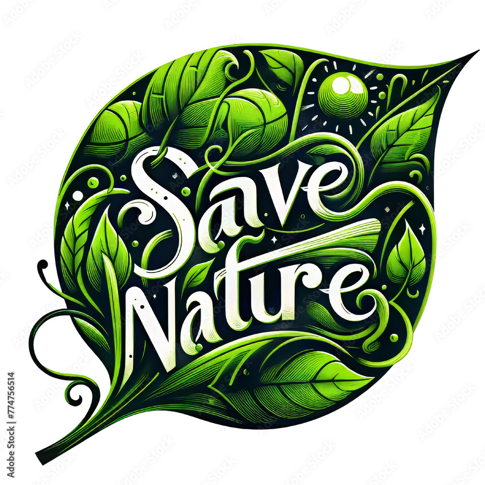 Eco-friendly symbol. Save Nature Stop Deforestation with text Save life ...