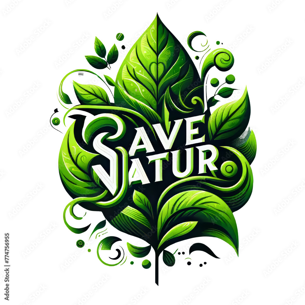Eco-friendly symbol. Save Nature Stop Deforestation with text Save life ...