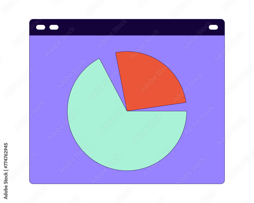 Graph pie chart webpage 2D linear cartoon object. Diagram round ...