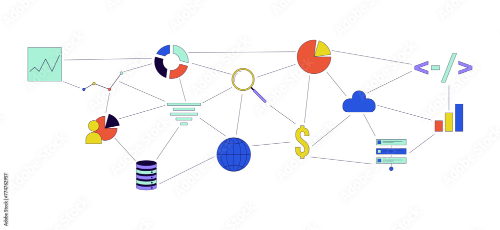 Analytics Database Management 2d Linear Cartoon Object Programming