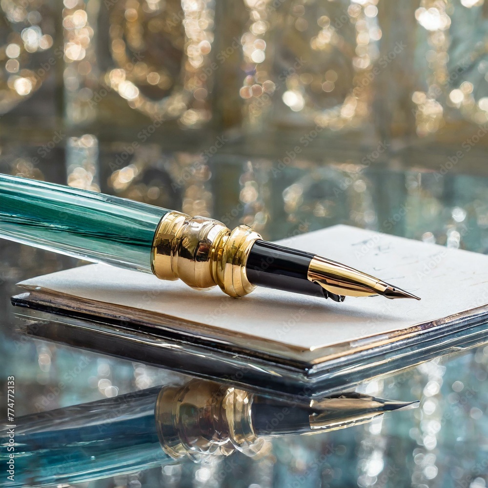 close up of a pen.An eye-catching composition showcasing a fountain pen ...
