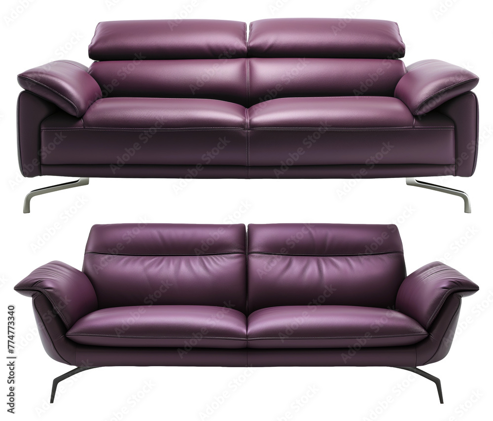 deep purple leather modern luxury sofa. couch for interior design of ...