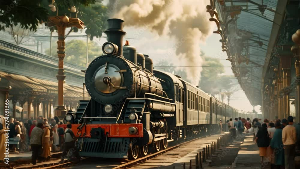 Vintage steam locomotive at the railway station in Mumbai, India, A ...