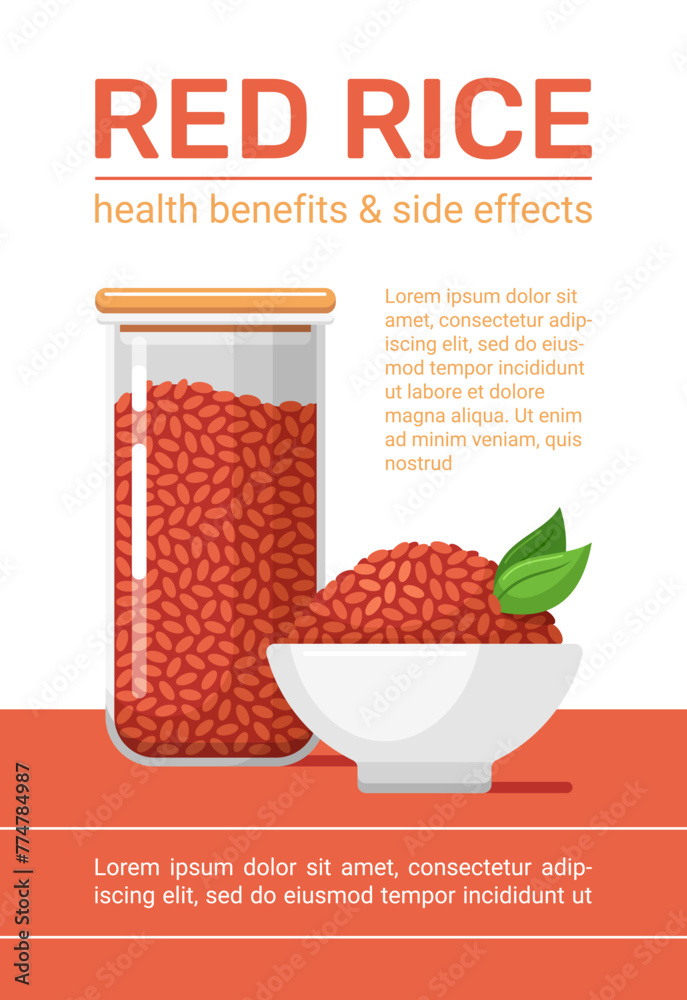 Red yeast rice in kitchen food glass jar and white ceramic bowl ...