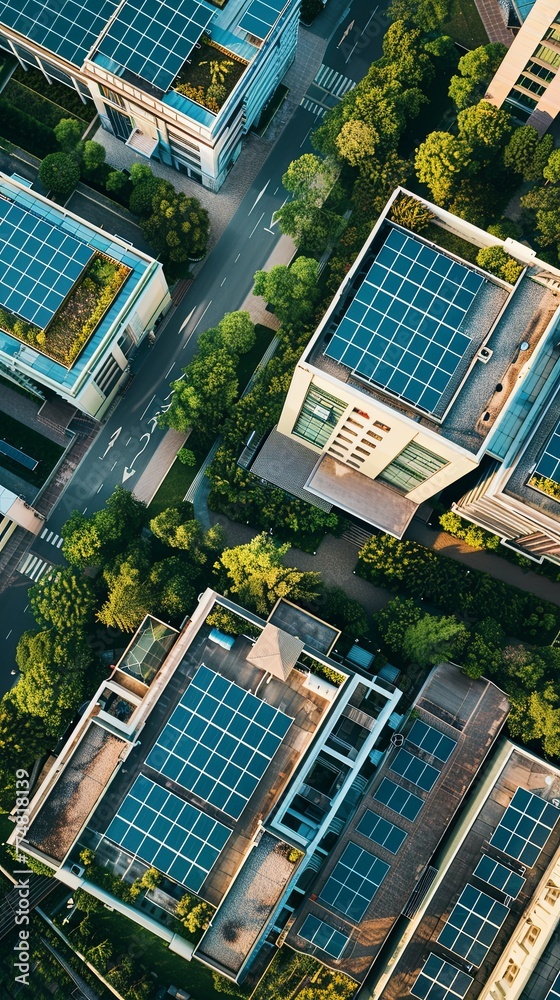 An industrial complex with a green twist, its buildings and parking ...
