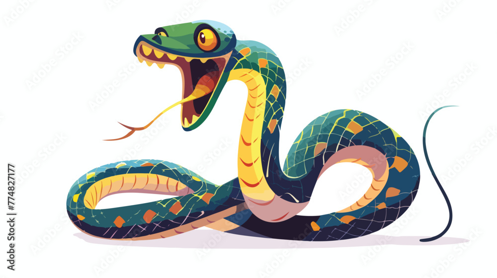 Cartoon hissing snake flat vector isolated on white background Stock ...