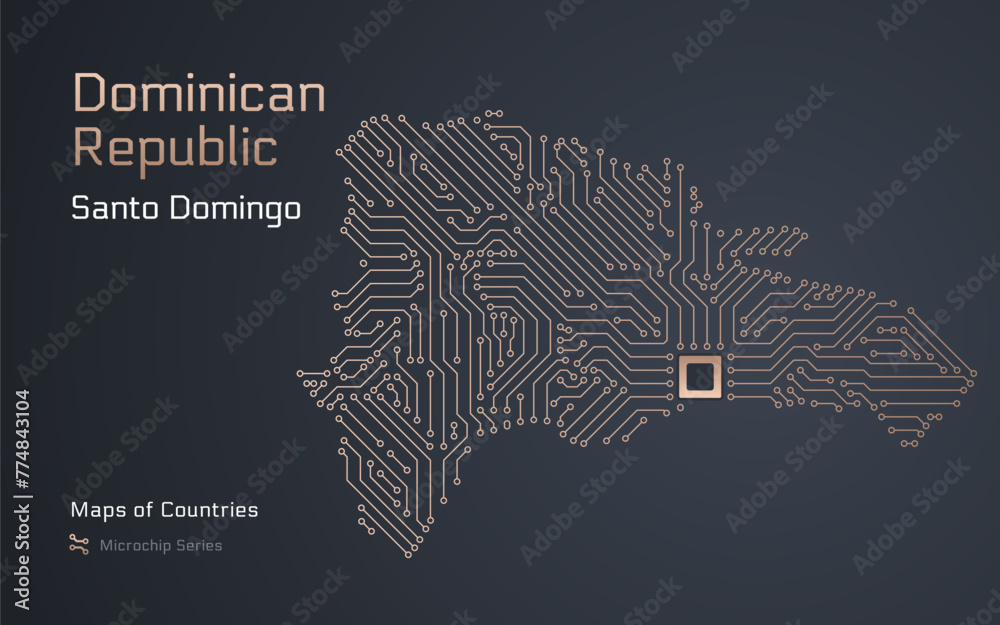 Dominican Republic Map with a capital of Santo Domingo Shown in a ...