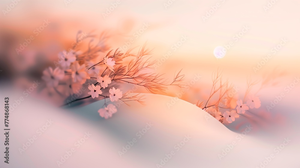 Soft pastel pink flowers, Serene calming warm floral background with ...