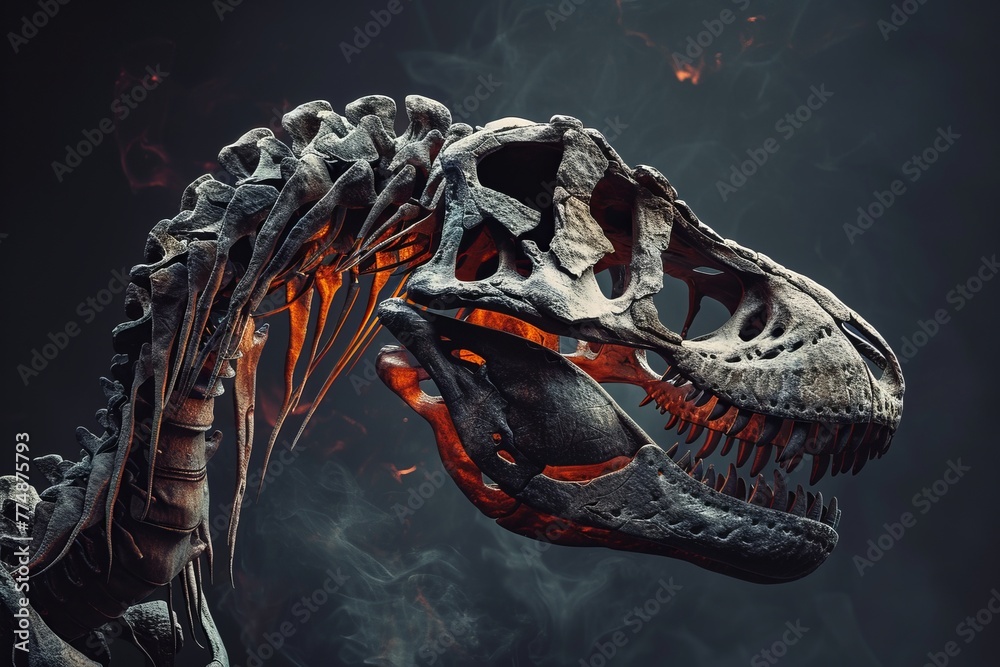 Tyrannosaurus rex skull realistic in profile position, high details ...