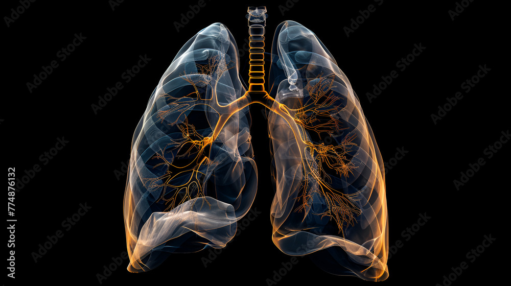 Transparent x ray shows anatomy of human lung gen Human respiratory ...
