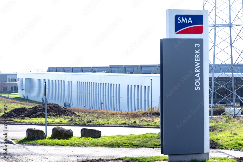 SMA company's building, logo SMA Solar Technology AG, global ...