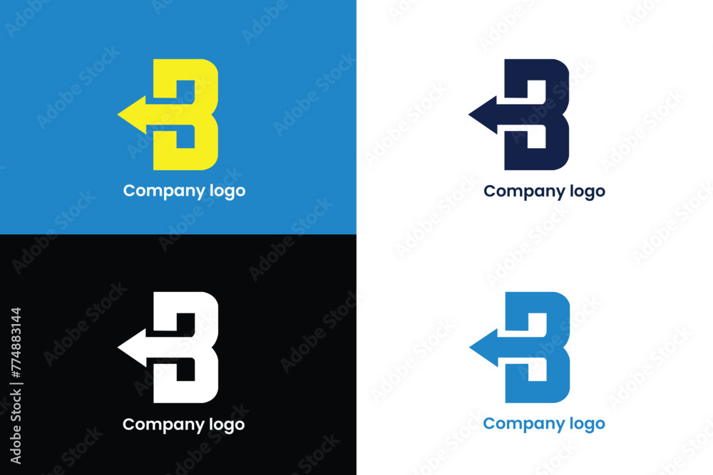 letter b logo, letter b and arrow icon logo, letter b and direction ...