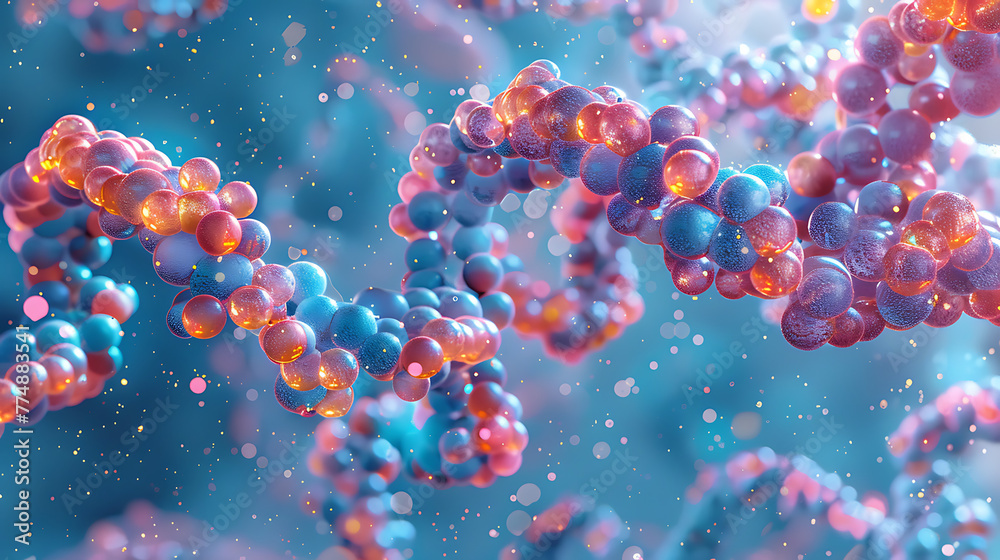 Generative AI science, gene, cell, dna, water, molecule, microscope ...