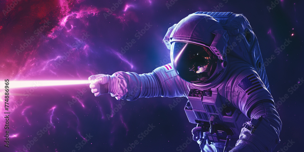 Astronaut with Laser in Cosmic Space, Perfect for Science Fiction ...